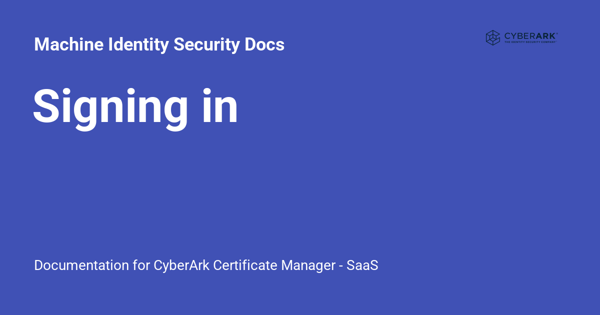 Signing in - Control Plane Documentation
